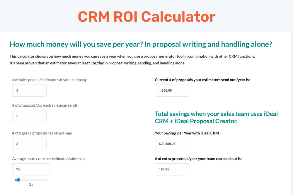 CRM ROI Calculator. CRM Savings Calculator